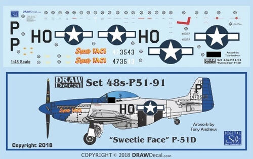 Draw Decal 48-P51-91 North American P-51 D - "Sweetie Face" Gathering of Mustangs and Legends