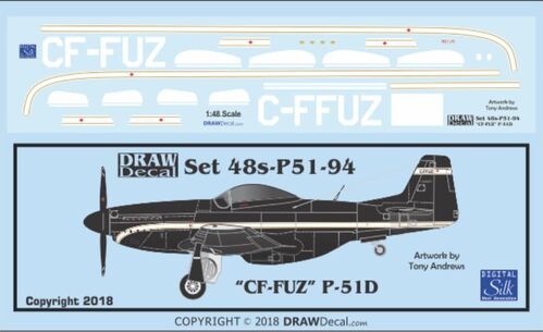 Draw Decal 48-P51-94 North American P-51 D - CF-FUZ / CF-FFUZ