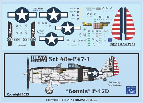 Draw Decal 48-P47-01 Republic P-47 D - “Bonnie” (N4747D)