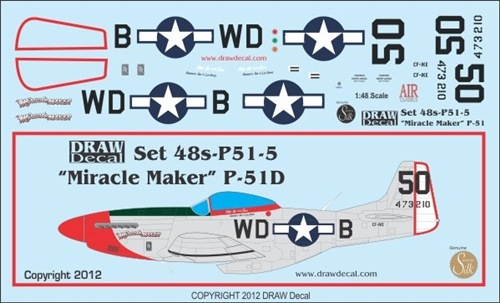 Draw Decal 48-P51-05 North American P-51 D - "Miracle Maker"