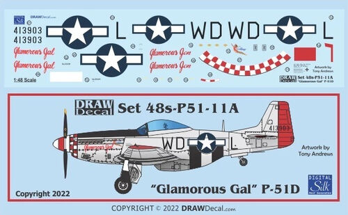Draw Decal 48-P51-11A North American P-51 D - "Glamorous Gal" (1999 Version)
