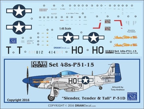 Draw Decal 48-P51-15 North American P-51 D - "Slender, Tender and Tall" Gathering of Mustangs and Legends