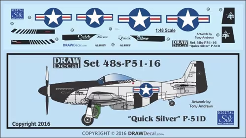 Draw Decal 48-P51-16 North American P-51 D - "Quick Silver" Gathering of Mustangs and Legends