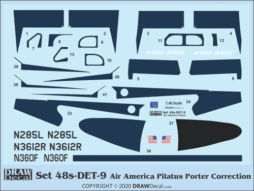 Draw Decal 48-DET-09 Pilatus Porter - Air America Correction