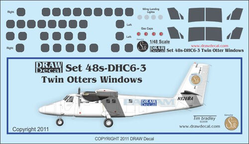 Draw Decal 48-DHC6-03 DHC-6 Twin Otter - Cockpit and Windows (2 sets)