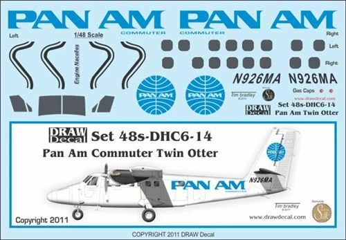 Draw Decal 48-DHC6-14 DHC-6 Twin Otter - Pan Am Commuter