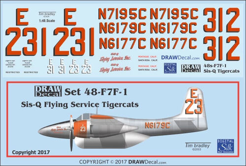 Draw Decal 48-F7F-01 Grumman F7F Tigercat - Sis-Q Fire Bombers