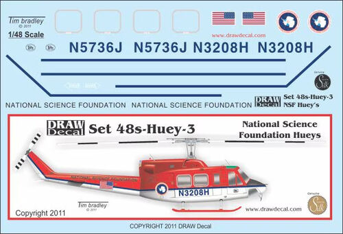 Draw Decal 48-HUEY-03 Bell UH-1 Huey - National Science Foundation