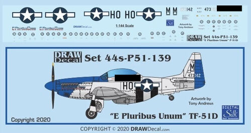 Draw Decal 44-P51-139 North American TF-51 D - "E Pluribus Unum"