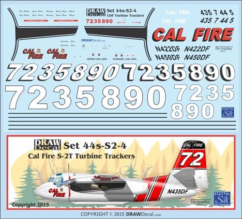 Draw Decal 44-S2-04 Grumman S-2 T - Cal Fire Turbine Tracker Fire Bombers