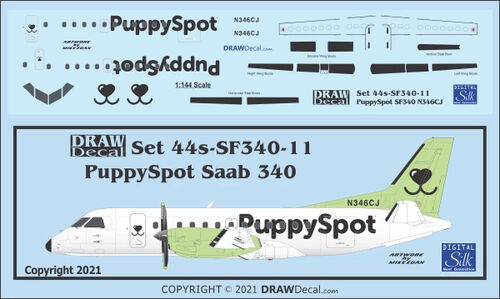 Draw Decal 44-SF340-11 Saab 340 - PuppySpot