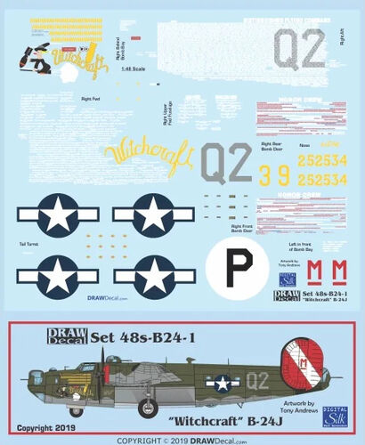 Draw Decal 48-B24-01 Consolidated B-24 J - "Witchcraft"