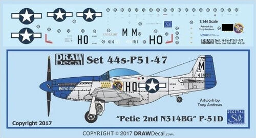 Draw Decal 44-P51-47 North American P-51 D - "Petie 2nd" Gathering of Mustangs and Legends (N314BG)
