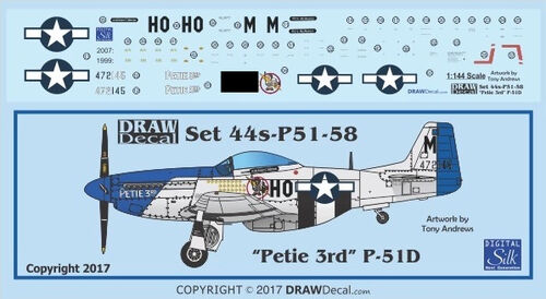 Draw Decal 44-P51-58 North American P-51 D - "Petie 3rd" Gathering of Mustangs and Legends