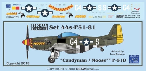 Draw Decal 44-P51-81 North American P-51 D - "Candyman - Moose"