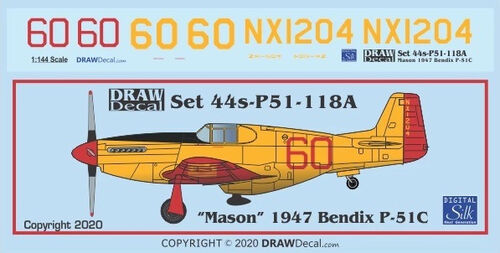 Draw Decal 44-P51-118A North American P-51 C - NX1204 (1947 Bendix Tommy Mason)