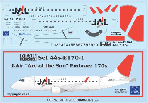 Draw Decal 44-E170-01 Embraer 170 - J-Air (“Arc of the Sun” Scheme)