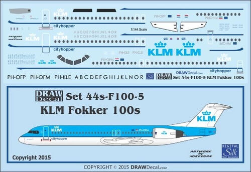 Draw Decal 44-F100-05 Fokker 100 - KLM New Colors