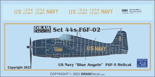 Draw Decal 44-F6F-02 Grumman F6F-5 Hellcat - Blue Angels (Set Letters Two Aircraft)