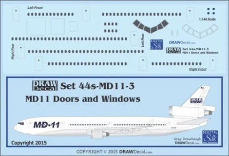 Draw Decal 44-MD11-03 McDonnell Douglas MD-11 - Doors and Windows