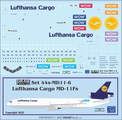 Draw Decal 44-MD11-06 McDonnell Douglas MD-11F - Lufthansa Cargo