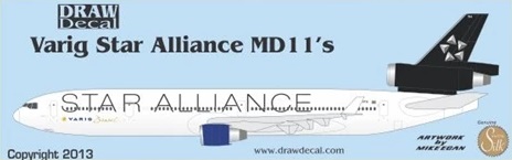 Draw Decal 44-MD11-08 McDonnell Douglas MD-11 - Varig Star Alliance