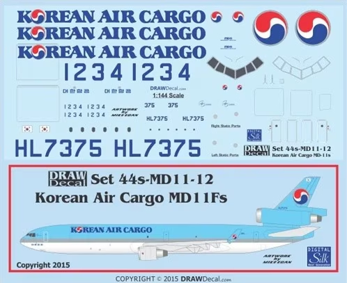 Draw Decal 44-MD11-12 McDonnell Douglas MD-11F - Korean Air Cargo