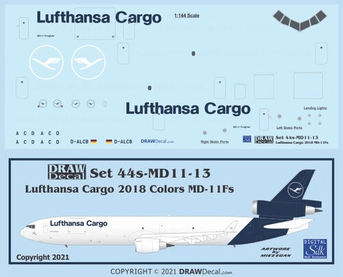 Draw Decal 44-MD11-13 McDonnell Douglas MD-11F - Lufthansa (2018 Scheme)