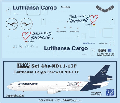 Draw Decal 44-MD11-13F McDonnell Douglas MD-11F - Lufthansa 2018 Colors Farewell MD11F (D-ALCC)