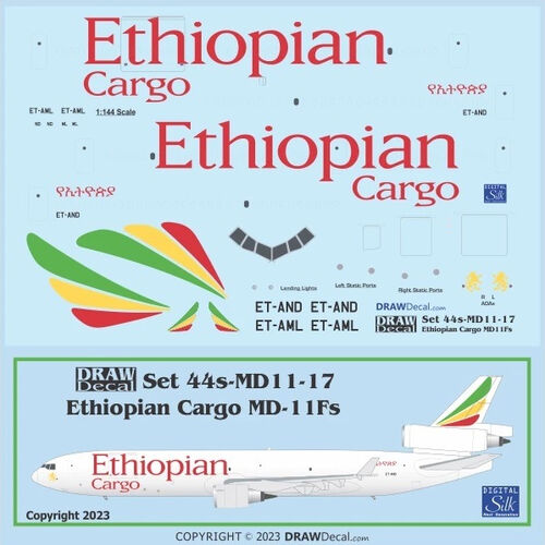 Draw Decal 44-MD11-17 McDonnell Douglas MD-11F - Ethiopian Cargo