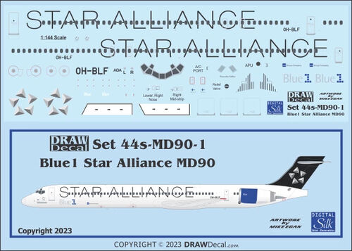 Draw Decal 44-MD90-01 McDonnell Douglas MD-90 - Blue1 Star Alliance