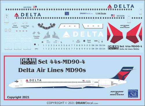 Draw Decal 44-MD90-04 McDonnell Douglas MD-90 - Delta Air Lines
