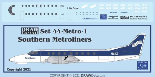 Draw Decal 44-METRO-01 Fairchild Metroliner - Southern Airways