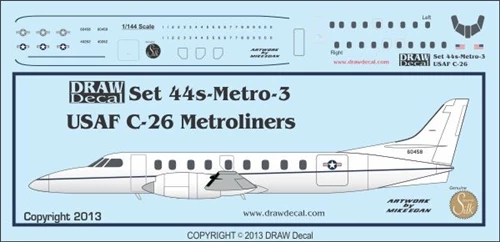 Draw Decal 44-METRO-03 C-26 Metroliner - USAF Decals