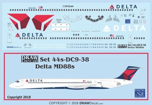 Draw Decal 44-DC9-38 McDonnell Douglas MD-88 - Delta Air Lines