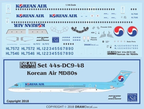 Draw Decal 44-DC9-48 McDonnell Douglas MD-80 - Korean Air