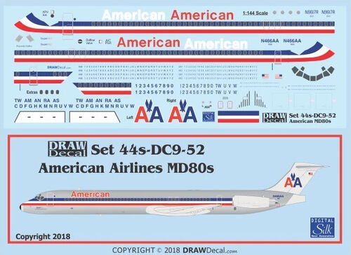 Draw Decal 44-DC9-52 McDonnell Douglas MD-80 - American Airlines