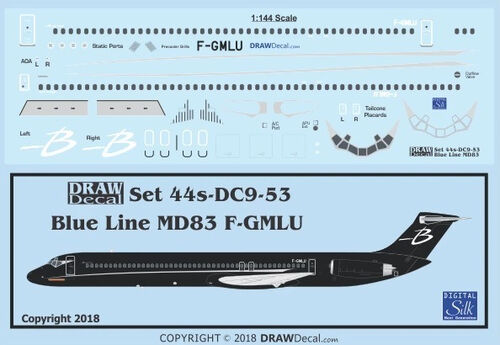 Draw Decal 44-DC9-53 McDonnell Douglas MD-83 - Blue Line Black (F-GMLU)
