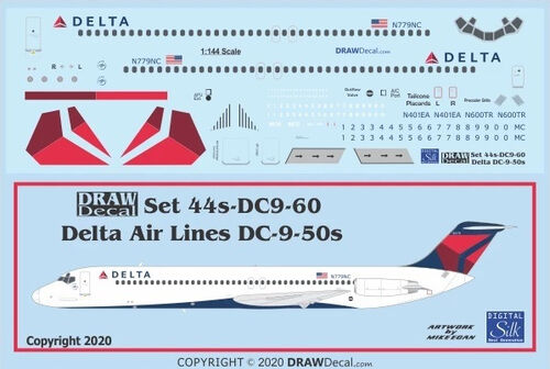Draw Decal 44-DC9-60 Douglas DC-9-50 - Delta Air Lines