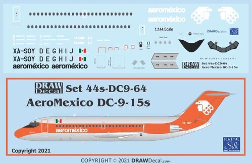 Draw Decal 44-DC9-64 Douglas DC-9-15 - AeroMexico Orange