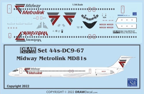 Draw Decal 44-DC9-67 McDonnell Douglas MD-81 - Midway Metrolink