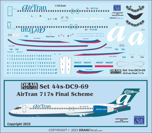 Draw Decal 44-DC9-69 Boeing 717 - AirTran (Late Scheme)