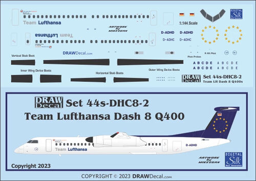 Draw Decal 44-DHC8-02 Bombardier Dash 8 Q400 - Team Lufthansa