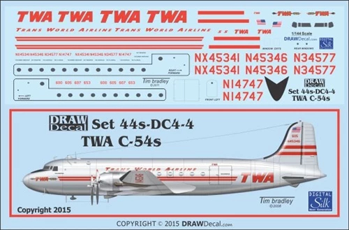 Draw Decal 44-DC4-04 Douglas C-54 - TWA