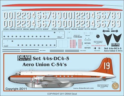 Draw Decal 44-DC4-05 Douglas DC-4 - Aero Union Fire Bomber