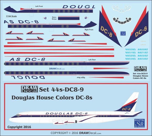 Draw Decal 44-DC8-09 Douglas DC-8-10 - Douglas House Colors