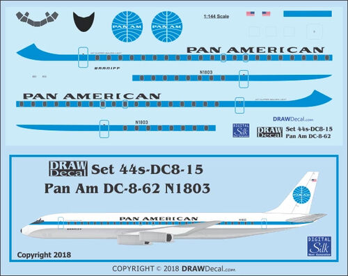 Draw Decal 44-DC8-15 Douglas DC-8-62 - Pan Am (N1803)