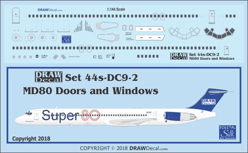 Draw Decal 44-DC9-02 McDonnell Douglas MD-80 - Doors and Windows