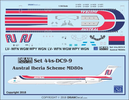 Draw Decal 44-DC9-09 McDonnell Douglas MD-80 - Austral Iberia Scheme
