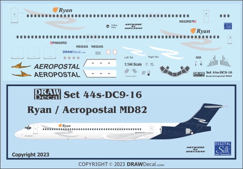 Draw Decal 44-DC9-16 McDonnell Douglas MD-80 - Ryan International